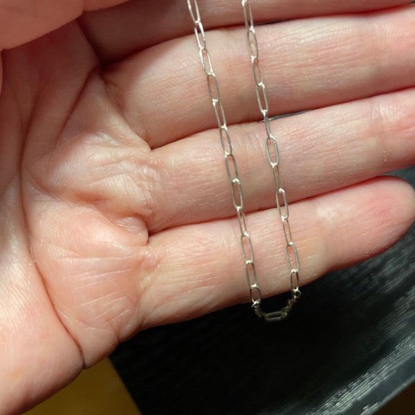 Dainty Rectangle Link Necklace // Sterling Silver Chain Necklace / With ...