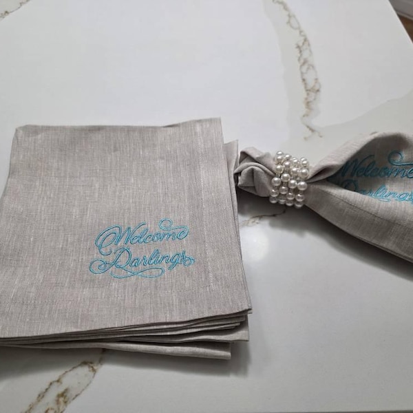 Personalized Linen Napkins, Personalized Napkin With Name Embroidery ...