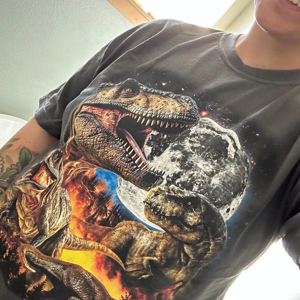 Dinosaur Vintage Graphic T-shirt, Retro 90s Style T-rex Dino T-shirt ...