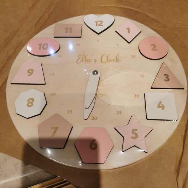 Personalized Wooden Name Clock With Shape Chrin Gift Puzzle Toys for ...