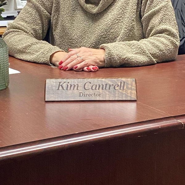 Personalized Wooden Desk Name Plate, Custom Engraved Office Name Sign ...