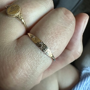 Original Solid Gold Sun Ring Hand Stamped Three Suns Dainty Sunrise ...