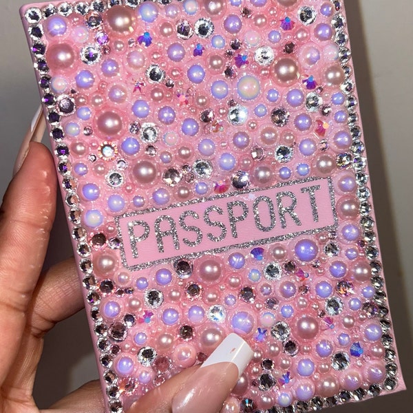 Light Pink Passport Cover With Pearls and Rhinestones ( Bling ) - Etsy