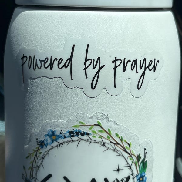 Powered by Prayer Sticker, Faith Decal, Pray Christian Laptop Decal ...