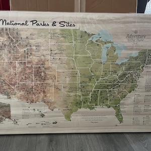 Detailed Collaged Push Pin Travel Map Huge 3 Panel Set, Push Pin Map ...