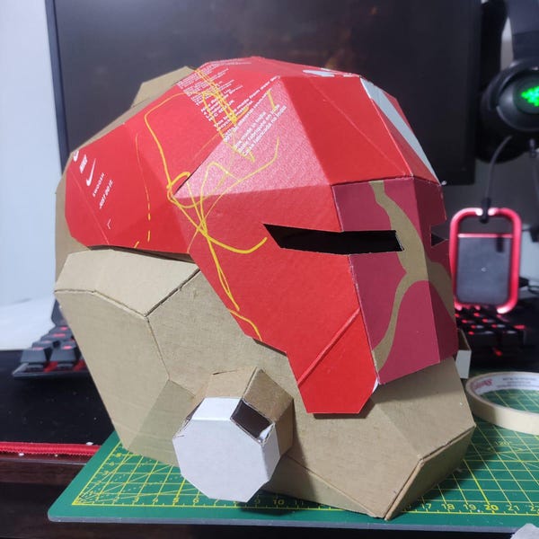 Cardboard Template DIY Plan. Articulated Cyberpunk Helmet. Scalable PDF ...
