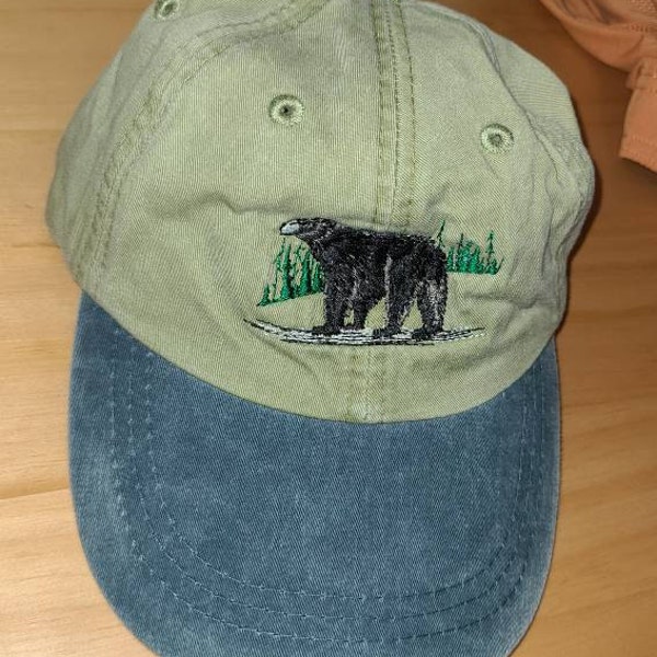 BLACK BEAR HAT - One Embroidered Men Women Wildlife Baseball Cap ...
