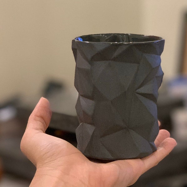 Handmade Mug. Gray Porcelain Geometric Minimalist Mug. Pencil Holder ...