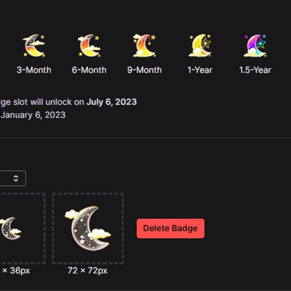 Gold Moon Galaxy Bottle Twitch Sub Badges, Yellow Moon Galaxy Stream ...