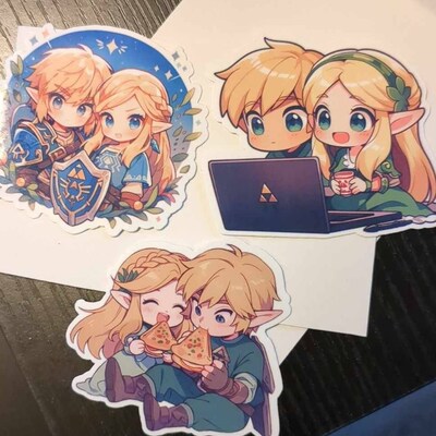 Chibi Link and Zelda Stars Sticker the Legend of Zelda Sticker Gamer ...