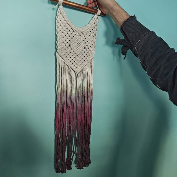 Black & Gold Crescent Moon Soft Woven Wall Hanging With Macrame Accents ...