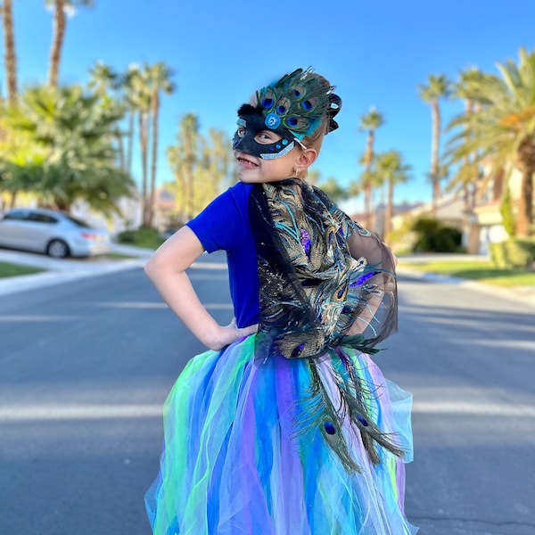 Peacock Costume Girls or Adult Peacock Tutu With Mask and Wand and ...