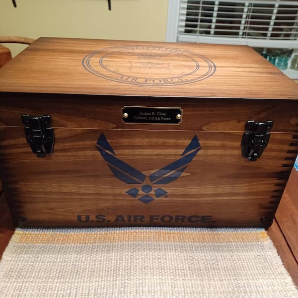 Air Force Keepsake Footlocker – Handcrafted Wood Military Memory Box ...