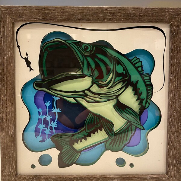 3d Fishing Svg - Shadow Box Svg, Fish Svg - Etsy