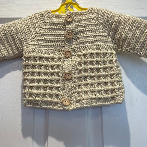 Waffle Jacket Crochet Pattern in Size's Preemie to 10 Years Digital ...