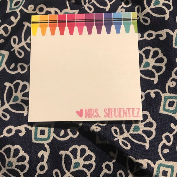 Teacher Sticky Note, Teacher Notepad, Crayon Sticky Note, Teacher ...