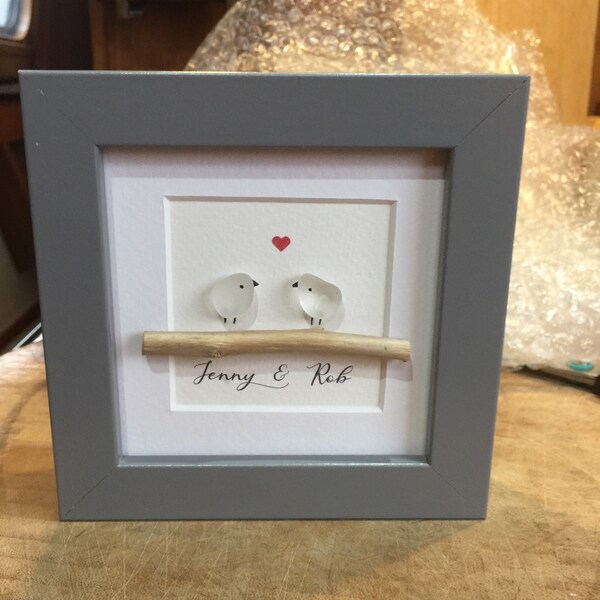 Sea Glass Art / Personalise Your Sea Glass Bird Picture / Sea Glass ...