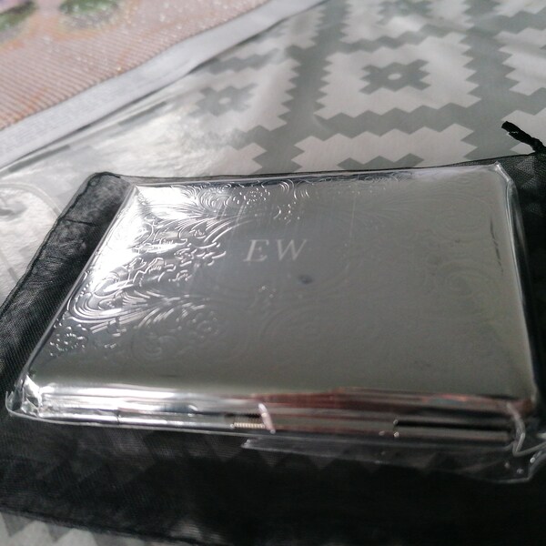 Stag Cigarette Case or Business Card Holder. Scrolly Ornate Pattern. - Etsy