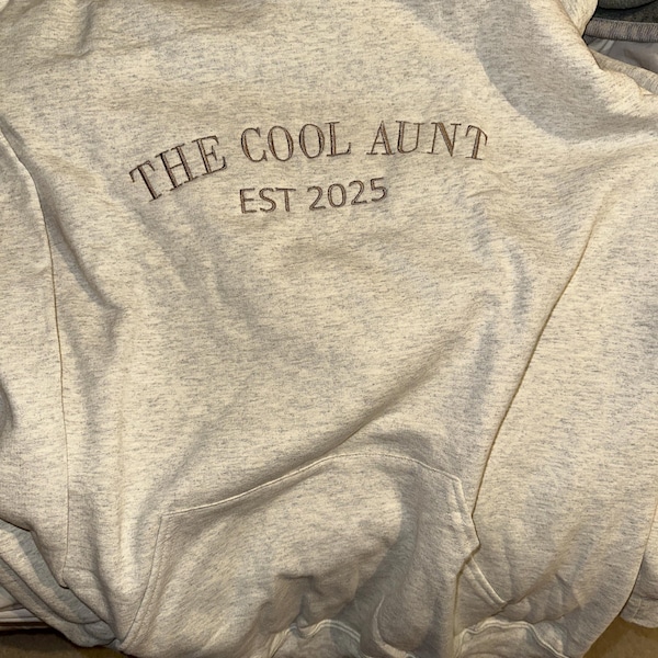 Embroidered Custom the Cool Aunt Sweatshirt, Personalized Aunt Hoodie ...