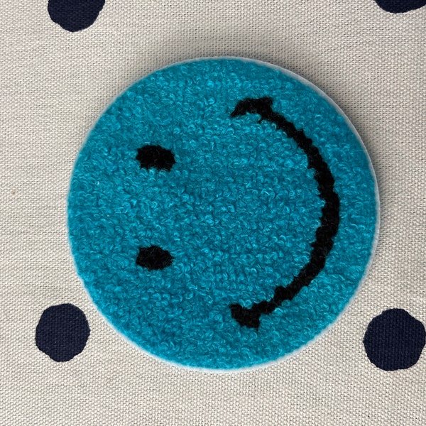Chenille Happy Face Emoji Sew on Decorative Patch, Cool Patches, Emoji ...