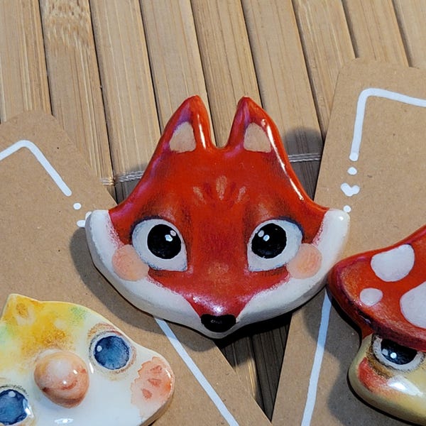 Mushroom Clay Pin / Handmade Cute Air Dry Clay Pins - Etsy
