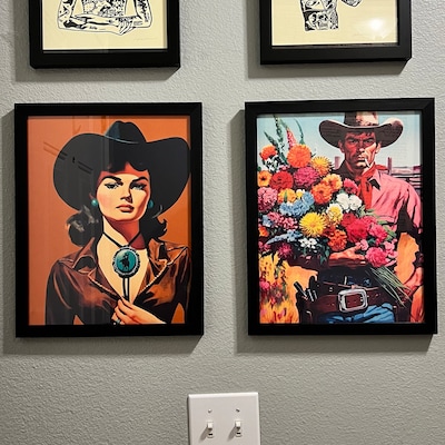 Pulp Cowboy Collage Print, Western Decor, Cowboy Print, Vintage Western ...