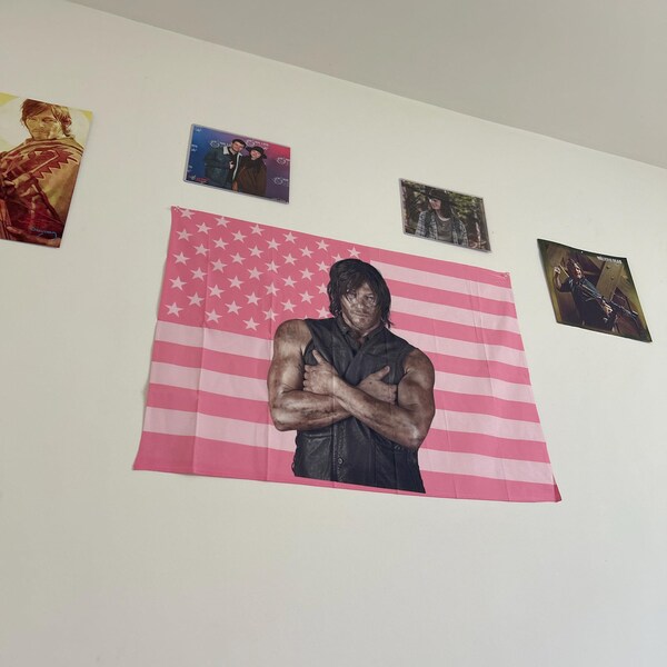Norman Reedus Pink Wall Tapestry American Flag - Etsy