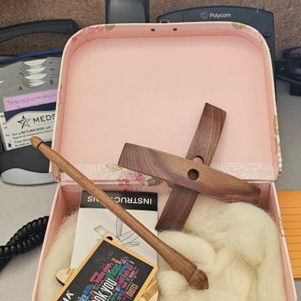 DICHA Black Walnut Double Wood Yarn Holder-advanced Metal Twirling ...