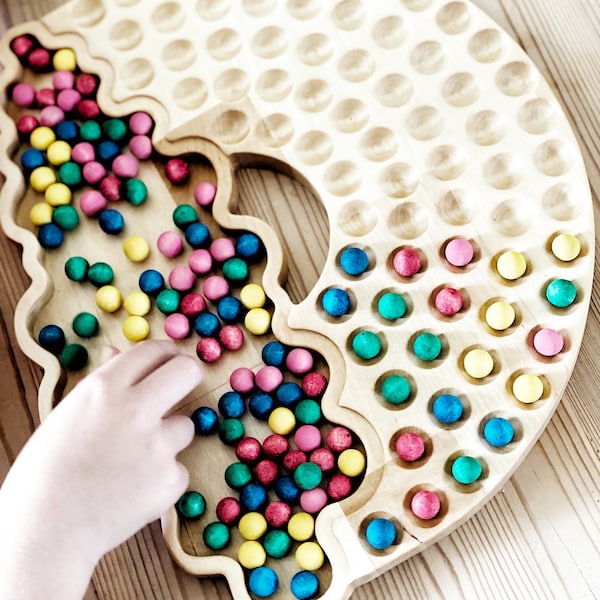 Wooden Toy Rainbow Color Sorting Toy - Educational Toy - Preschool ...