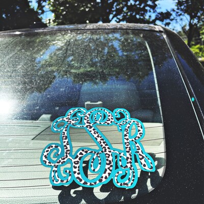 Monogram Vinyl Decaldecal Leopard Monogram Car Decalleopard ...
