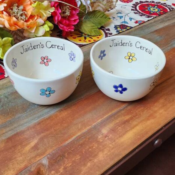 Personalised Child Dinner Set, Ceramic Plates & Bowl Set, Gift for ...