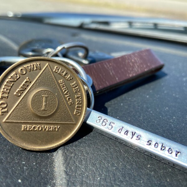 Sobriety Gift. Sobriety Keychain. Sobriety Date Keychain. Sobriety ...