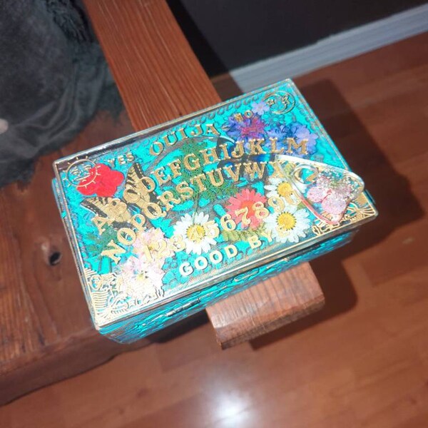 Ocean Blue and Gold Handmade Talking Spirit Board W/ Planchette Ouija ...