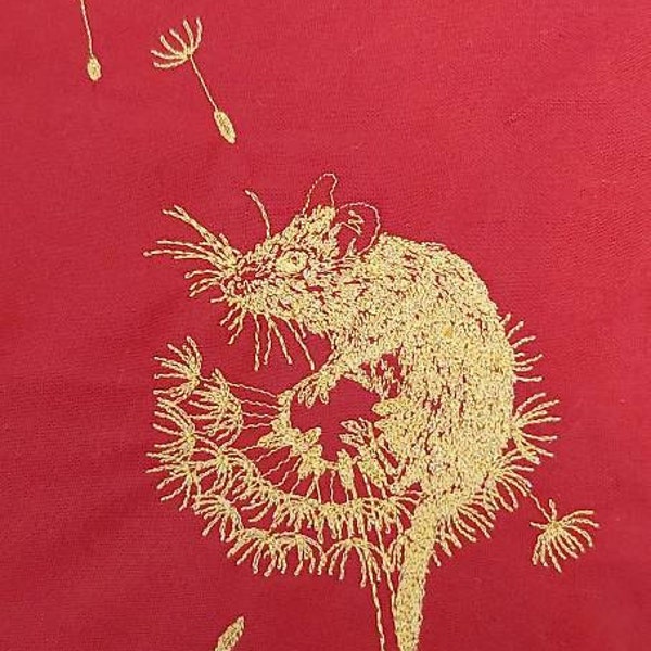 Field Mouse on a Dandelion Machine Embroidery File, Sketched Style. 4 ...