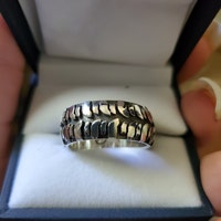 Mens Mud Bogger Tire Tread Wedding Ring - Wide Design - Sterling Silver ...