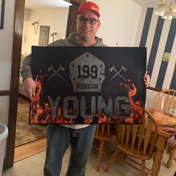 Personalized Firefighter Helmet Front - Welcome Mat/doormat/rug - 2 ...