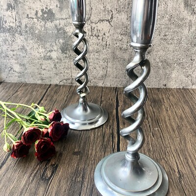 Rare Pair of Antique Diamond Princess Candlesticks in Solid Brass Made ...