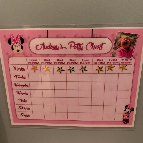 Minnie Mouse Pink Potty Chart - Potty Training Chart - Potty Reward ...