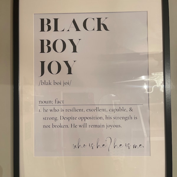 Black Boy Joy Definition, Black Boy Art, Kid’s Room Decor, Boy’s Room ...