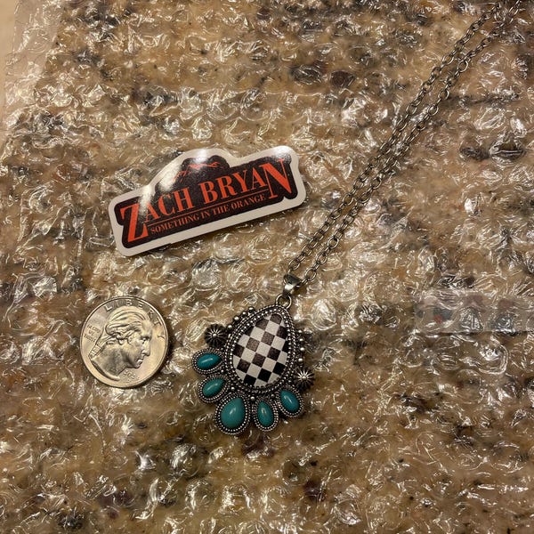 Cards & Turquoise Cattle Tag Necklace - Etsy