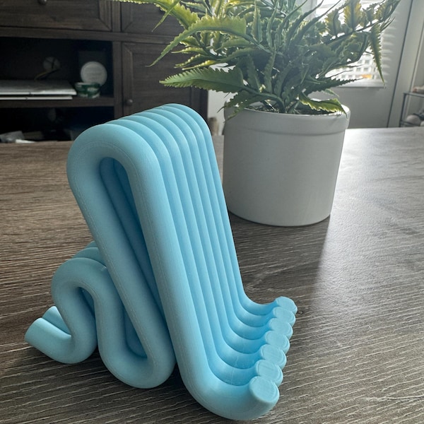 Modern Phone Stand – Minimalist Wave Design Desk Holder for Smartphone ...