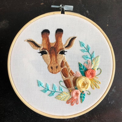 Giraffe Embroidery Pattern Pdf, DIY Safari Animal Nursery Decor ...