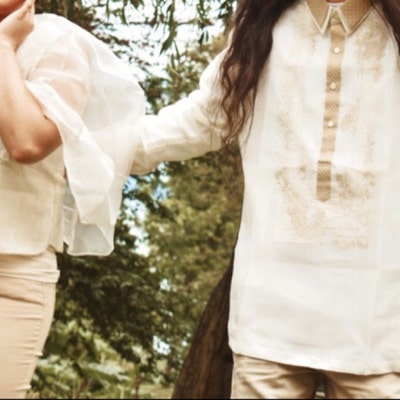 Double Collar BARONG TAGALOG Filipino National Costume FILIPINIANA ...