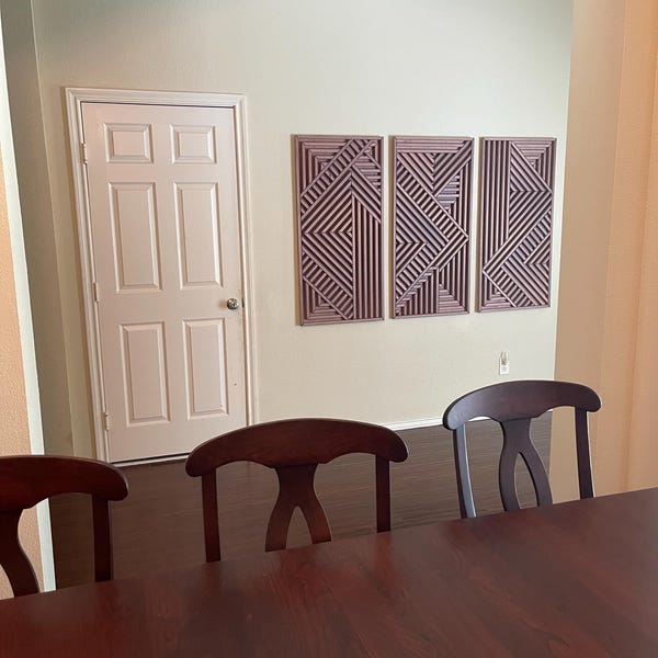Modern Wood Wall Art Set | Large Modern Wood Wall Hangings | Geometric ...