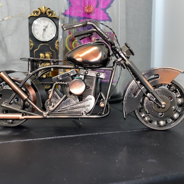 Handmade Scrap Metal Motorcycle Model: Copper Finish Biker Decor - Etsy