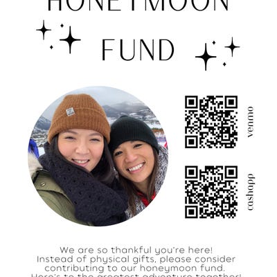 Editable Modern College Fund Card Template, DIY Photo Grad Party QR ...