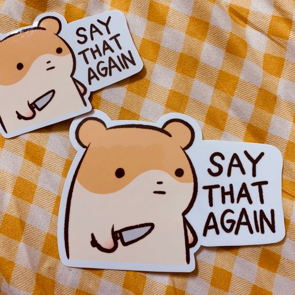 Hamster With Knife Sticker Funny Meme Sticker Cute Laptop Sticker Gifts ...