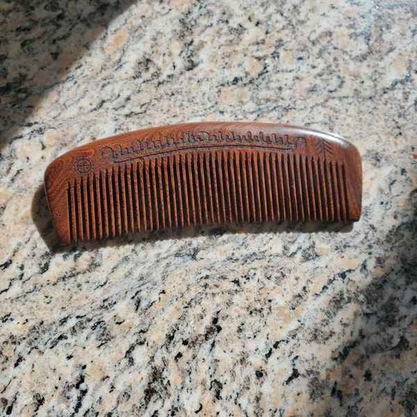 Large Black Sandalwood Viking Comb Drakkar Sun Wheel Medium Tooth Hair ...
