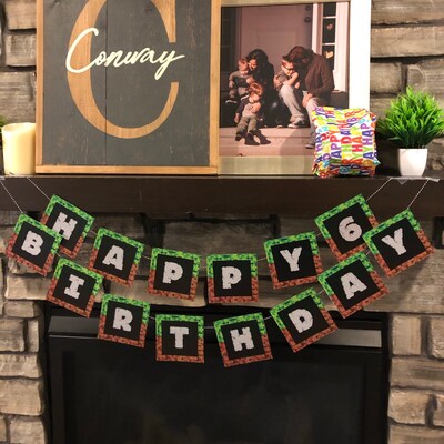 Video Game Inspired Birthday Banner Instant Download Block Game ...