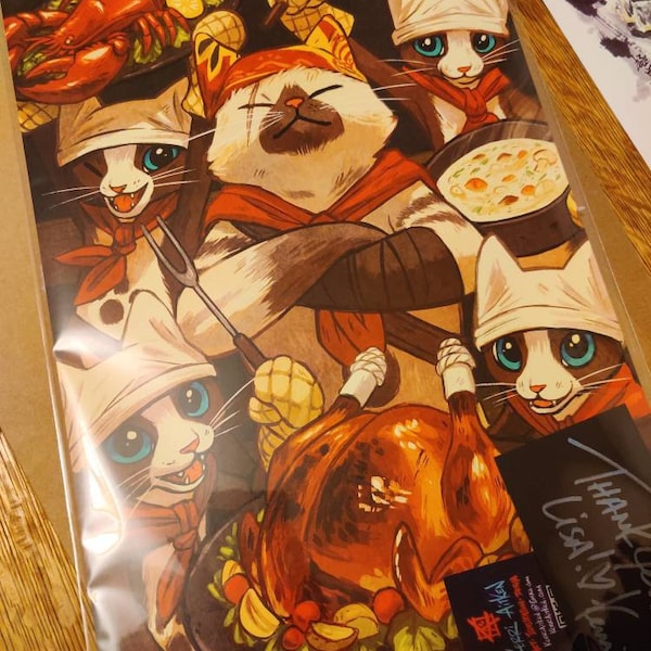 Meowscular Chef- 11"x17" Print - Monster Hunter World Palico Fan Art - Etsy